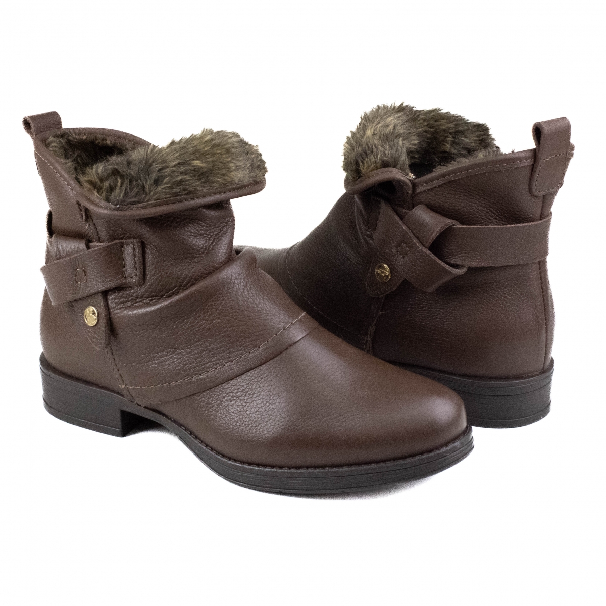 Bota Feminina Bottero Rasteira Pelo Cano Baixo - WOOD - 361703